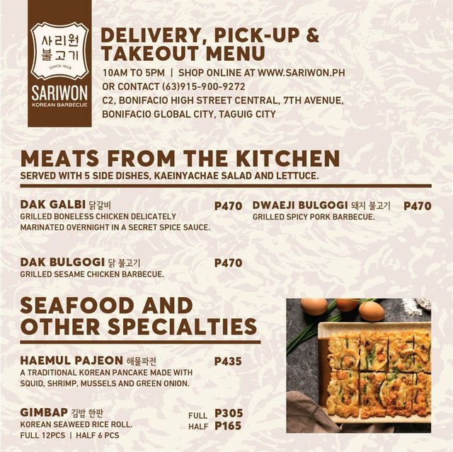 Sariwon Korean Barbeque - Korean in Fort Bonifacio BGC Metro Manila ...
